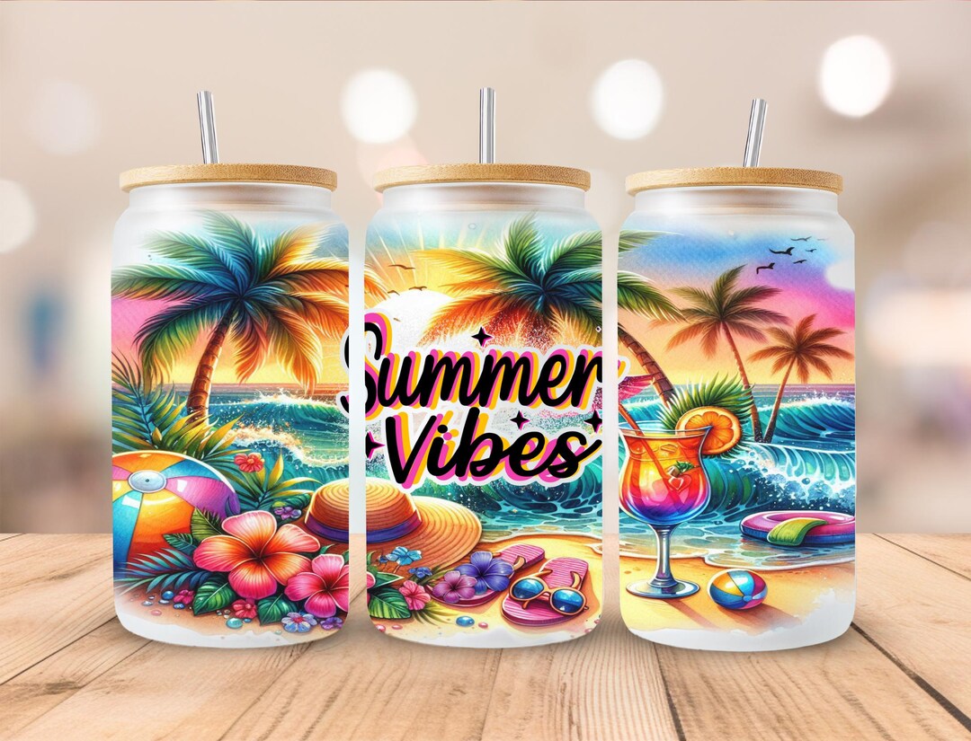 Summer Vibes, Sublimation, Ready to Press, Print Out Transfer, 16 Oz ...