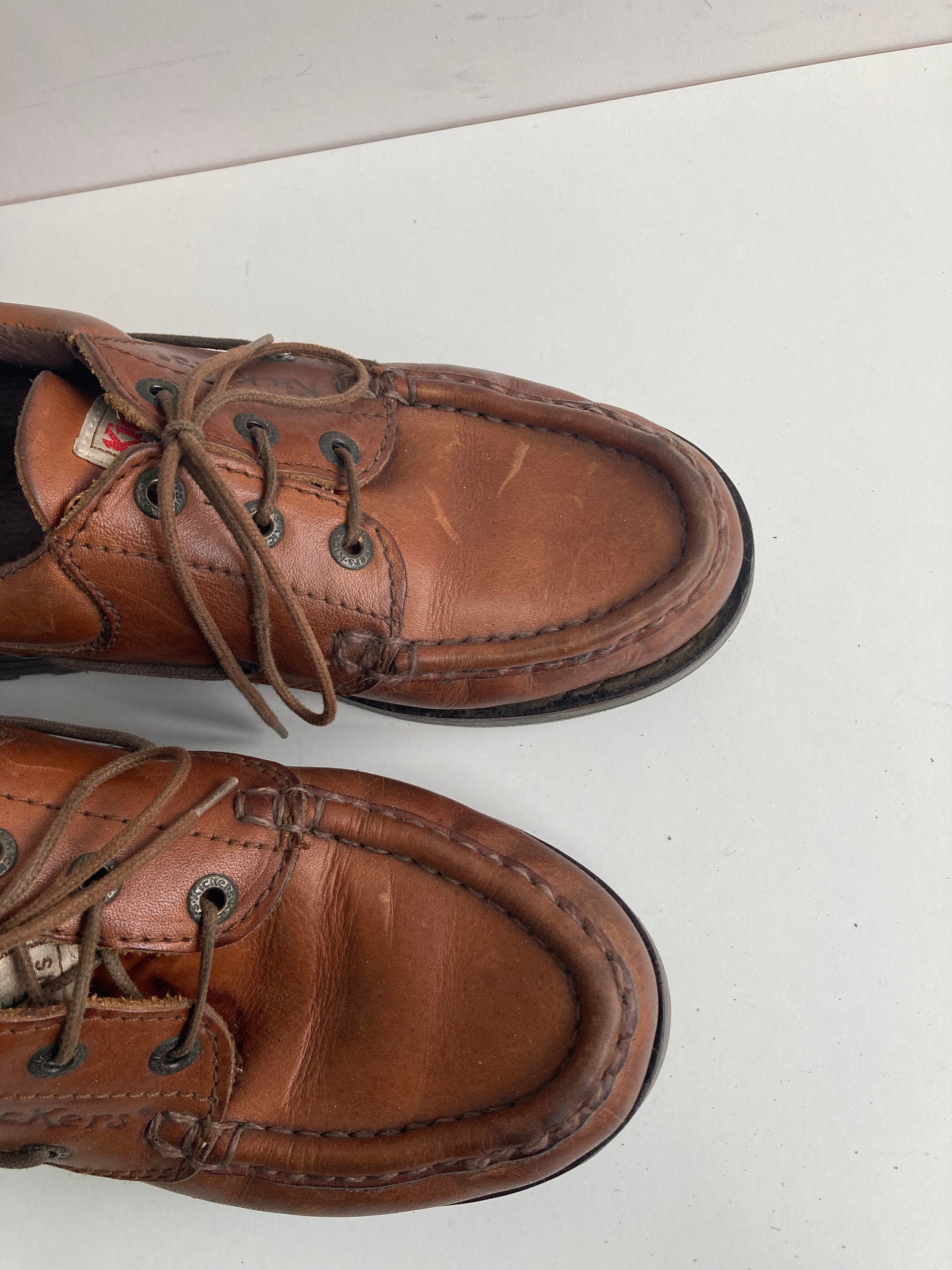 Vintage Kicker Shoes / 90s Originals / Brown Leather Moccasins / Size 5 ...