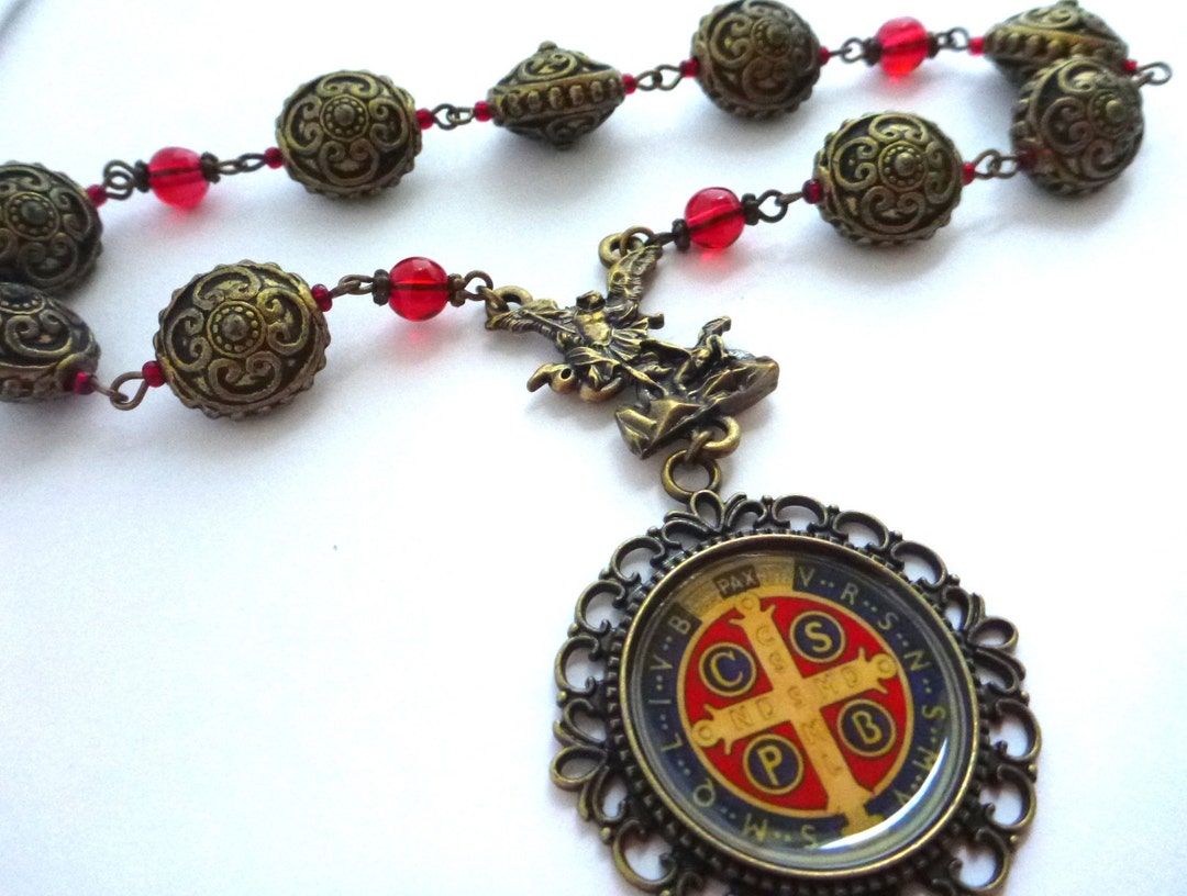 Chaplet of Saint Benedict 15mm Metal Beads 6mm Glass Daisy - Etsy