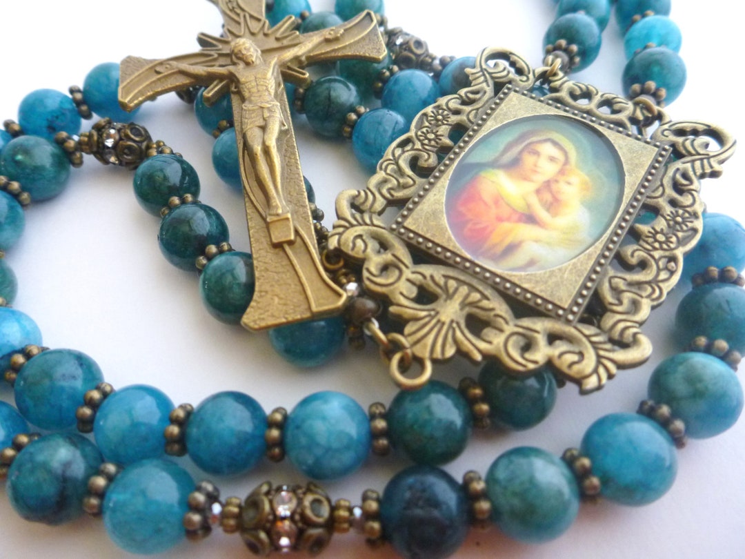 Franciscan Crown Rosary: Jade Seven Joys Virgin Mary Rosary - Etsy