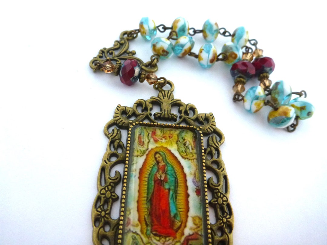 Chaplet Immaculate Conception, 5x8mm Czech Glass, Bicones, Spacers ...
