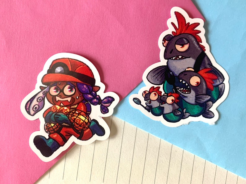 Salmon Run Paper Stickers / Splatoon Inkling, Salmonid Sticker Set - Etsy