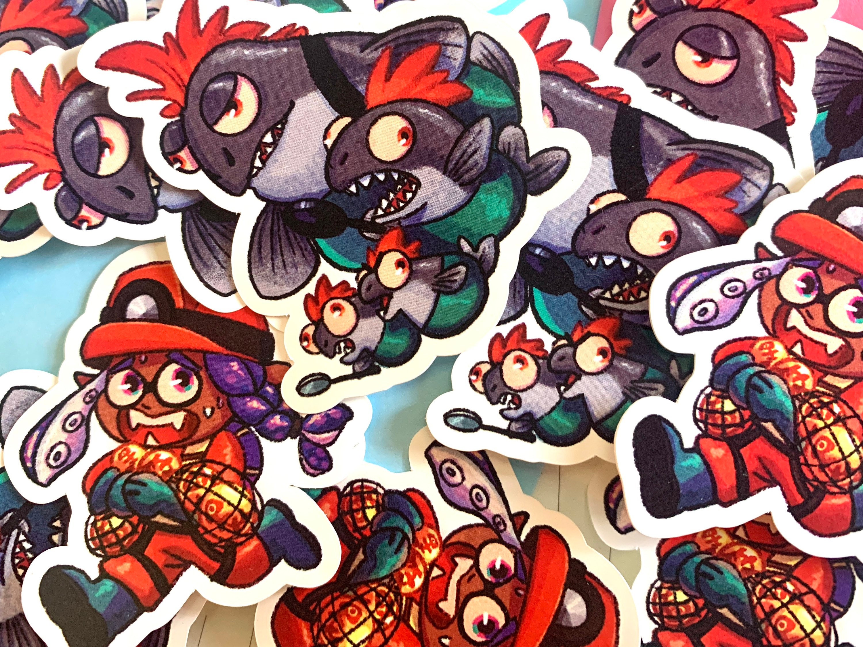 Salmon Run Paper Stickers / Splatoon Inkling, Salmonid Sticker Set - Etsy