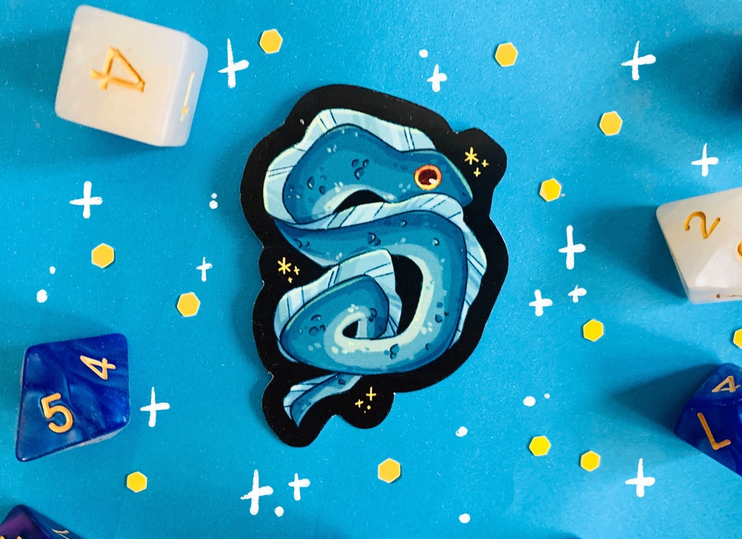 Sea Monster Paper Sticker / Blue Eel Sticker - Etsy