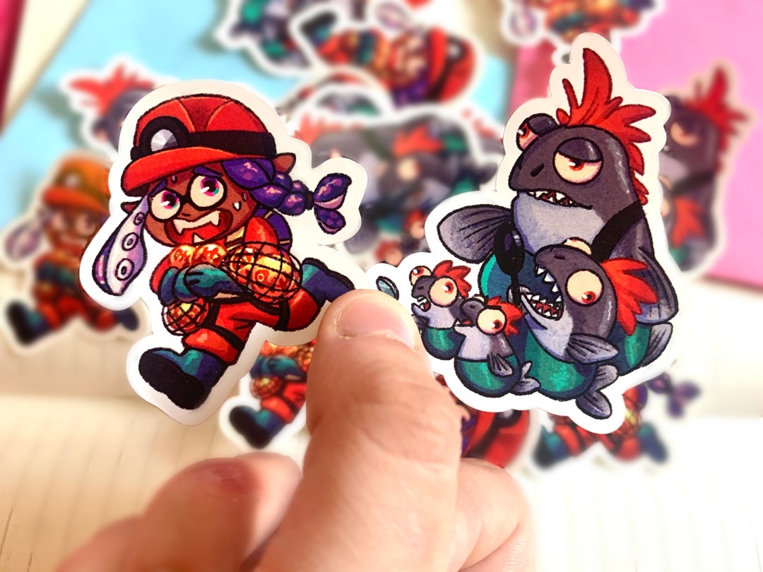 Salmon Run Paper Stickers / Splatoon Inkling, Salmonid Sticker Set - Etsy
