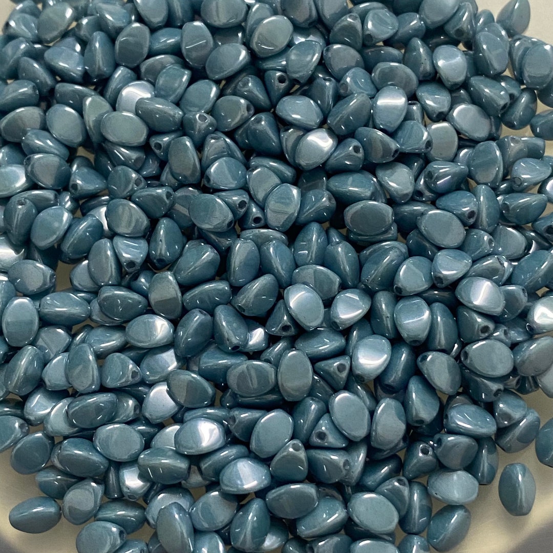 Czech Pressed Glass Pinch Bead 5x3 Mmchalk White Baby Blue Luster 5g ...