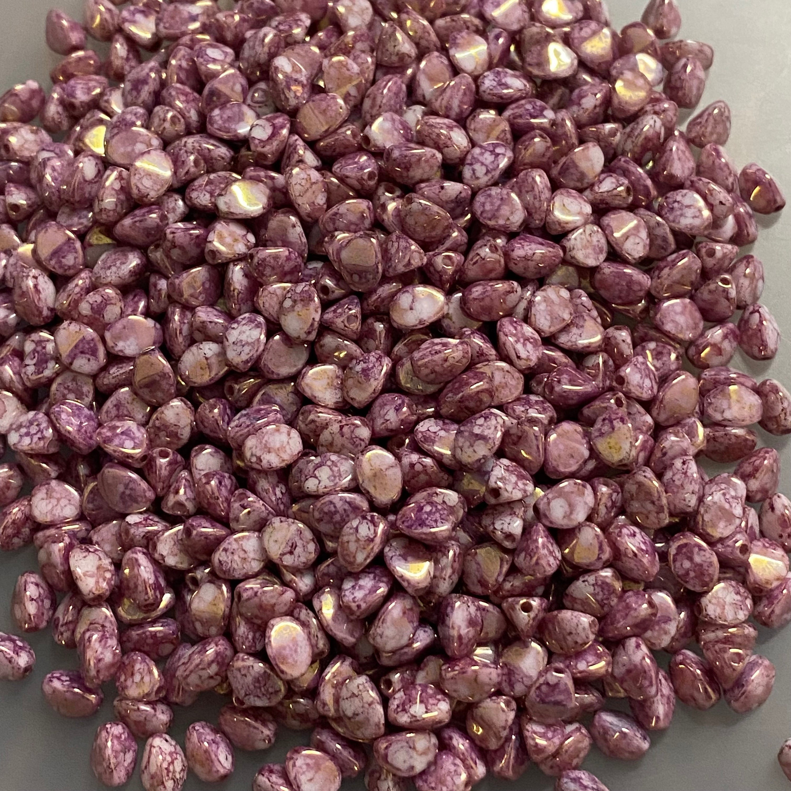 Czech Pressed Glass Pinch Bead 5x3 Mm White Teracota Purple 5g, 10g ...