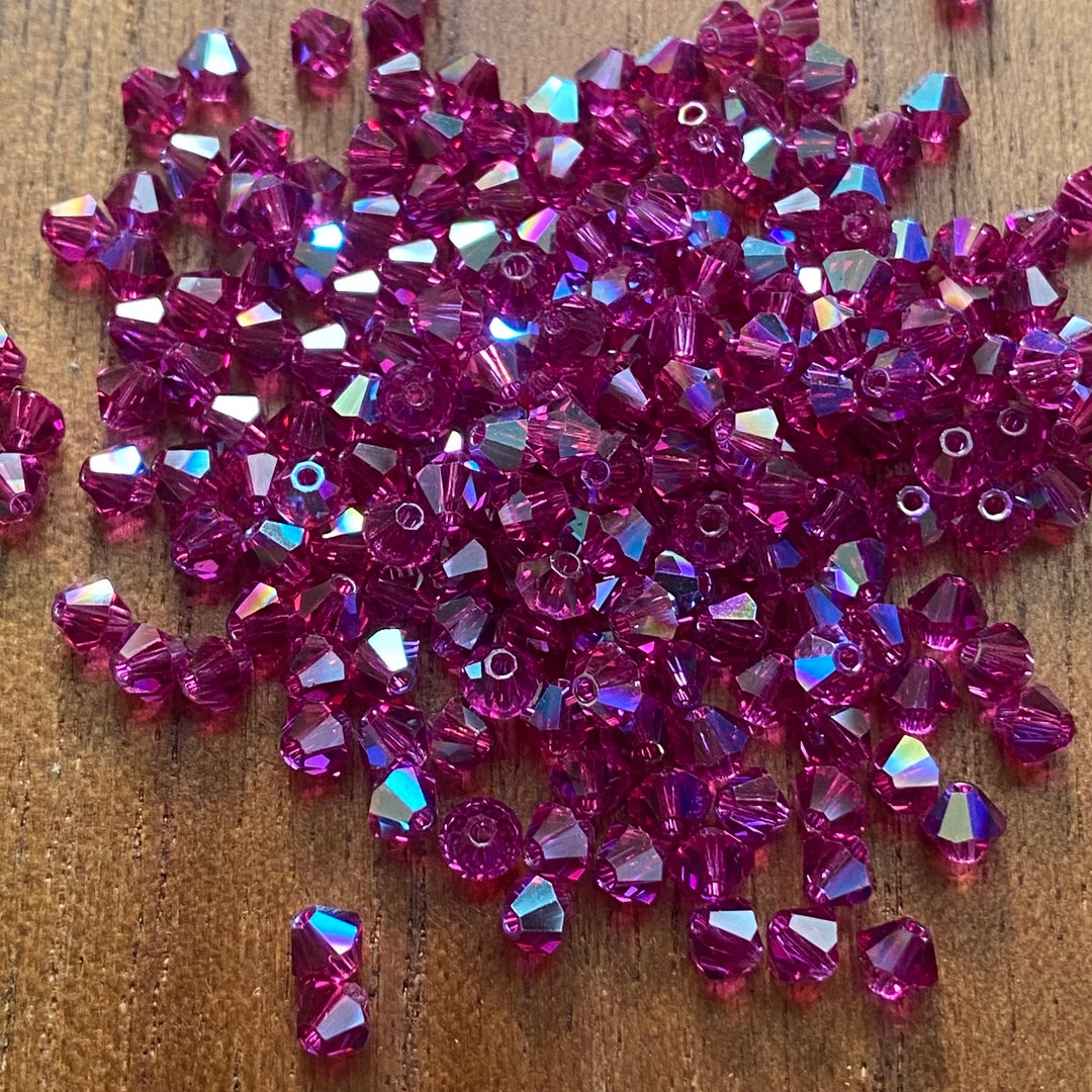 Preciosa 451 69 302 Rondelle Bicone Bead 4mm Fuchsia Glitter - Etsy