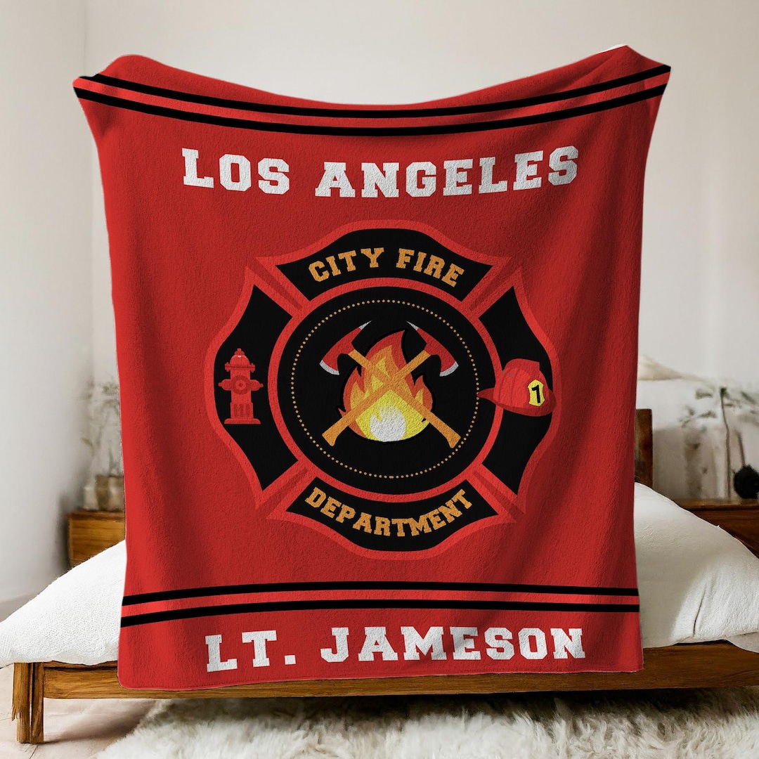 Custom Fireman Blanket - Fire Department Gift, Personalized Gifts for ...