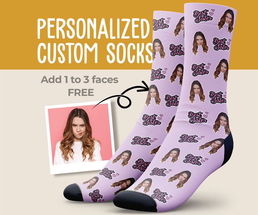 Best Sister Custom Face Socks, Birthday Gift for Sister, Sister Custom ...