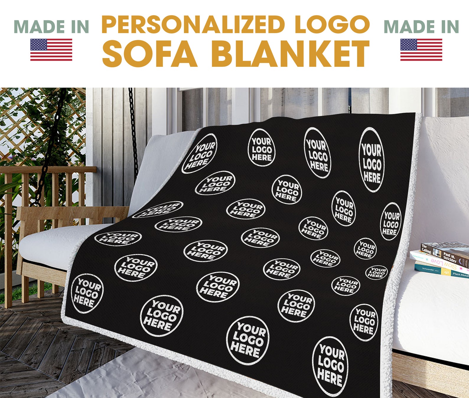 Logo Pattern Sofa Blanket Custom Blanket Logo on Blanket - Etsy