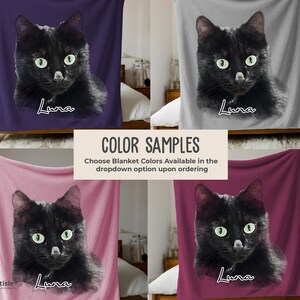 Cat Face Custom Blanket - Watercolor Effect, Custom Blanket With ...