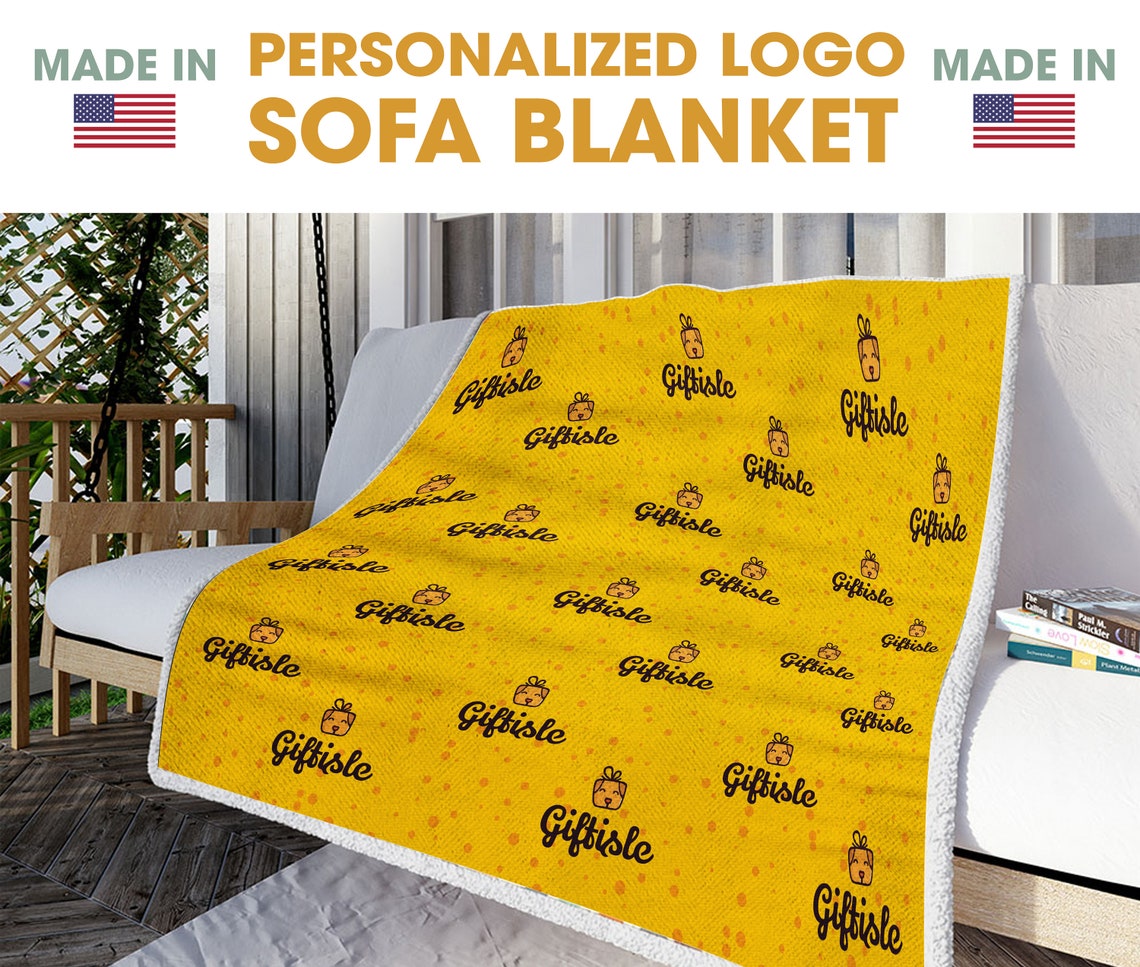 Custom Logo Blanket Business Logo On Blanket Personalized | Etsy