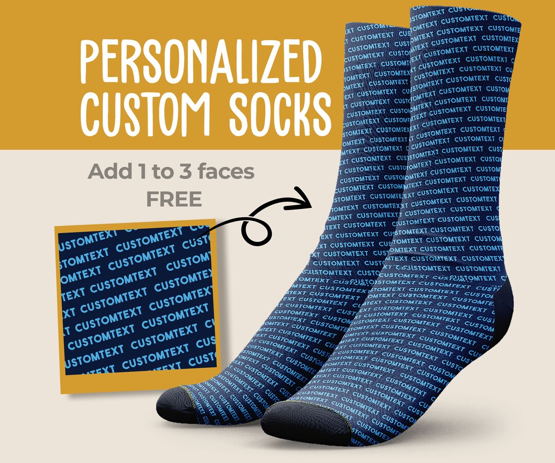 Seamless Custom Text Socks - Add Any Text, Personalized Socks, Custom ...