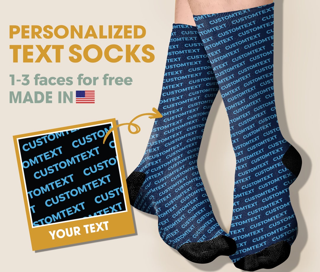 Seamless Custom Text Socks Add Any Text Personalized Socks - Etsy