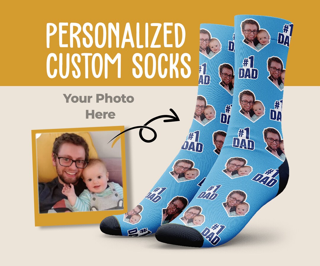 The 1 Dad Custom Face Socks Best Father's Day Gift, Custom Face Socks ...