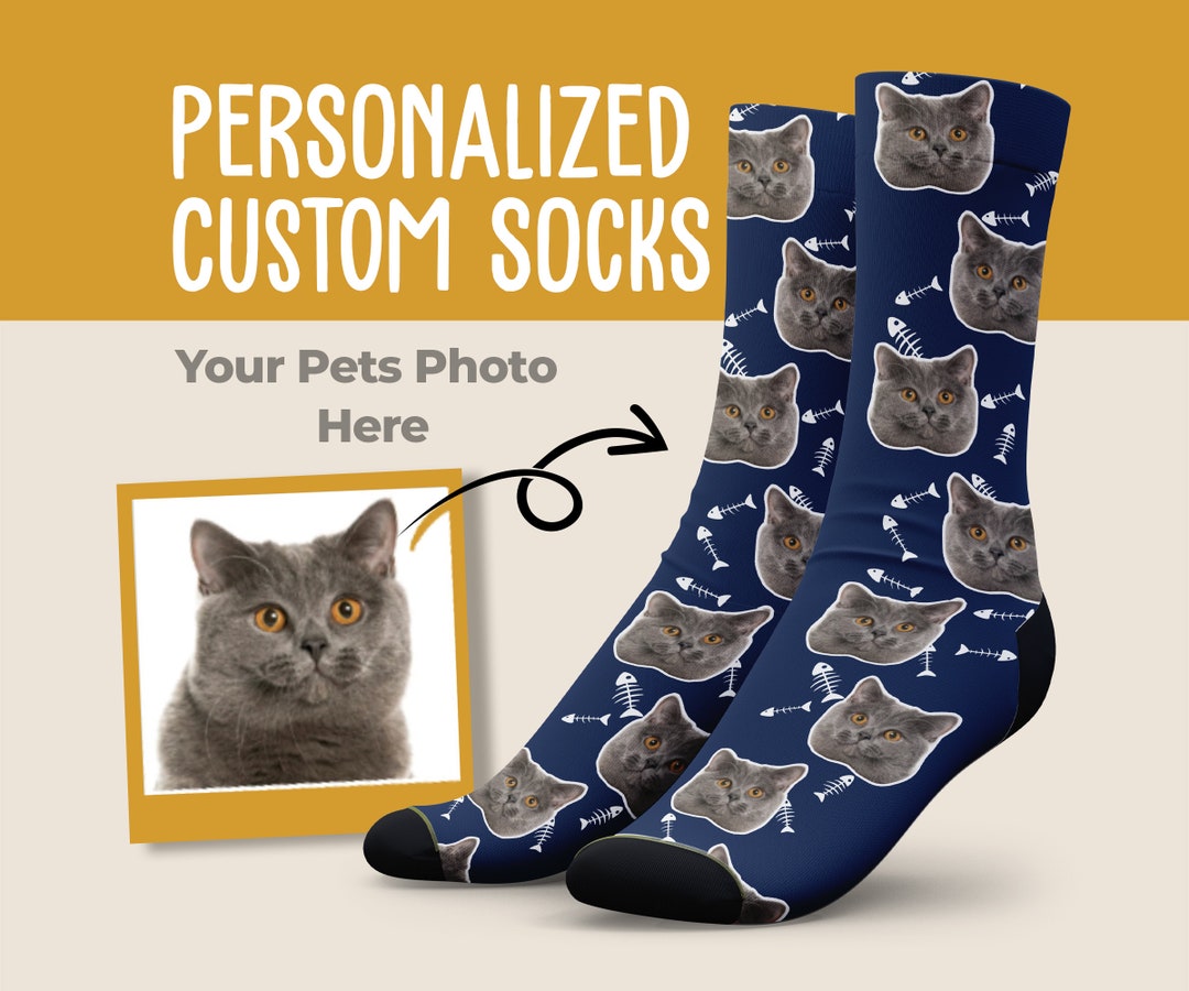 Custom Cat Face Socks, Cat Mom Gifts, Gifts for Cat Lovers, Cat Person ...