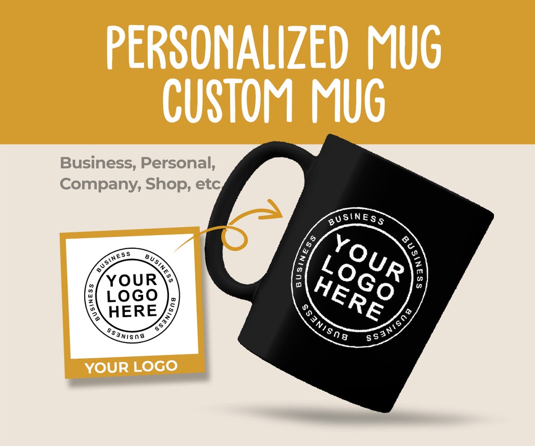 Custom Logo on Mug, Business Logo on Mug, Personalized Black Mug ...