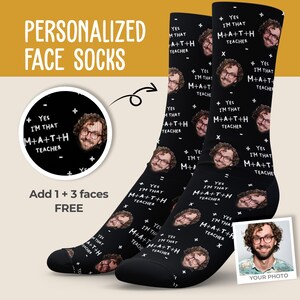 Math Teacher Custom Face Socks - Teacher Appreciation Gift, Teacher ...
