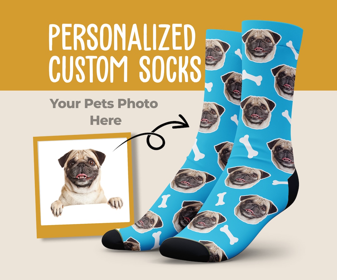 Custom Dog Photo Socks, Gift for Dog Lovers, Dog Face on Socks, Cute ...