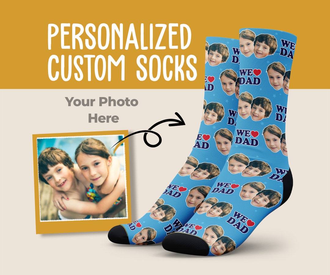 We Love Dad Custom Face Socks - Father's Day Gift From Wife, Custom Dad ...