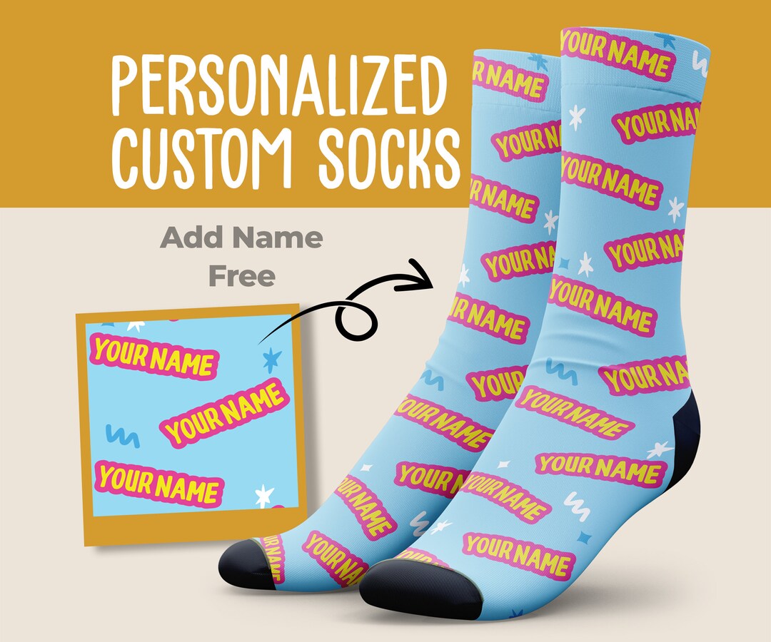 Custom Name Badge Socks, Put Your Name on Socks, Custom Text on Socks ...