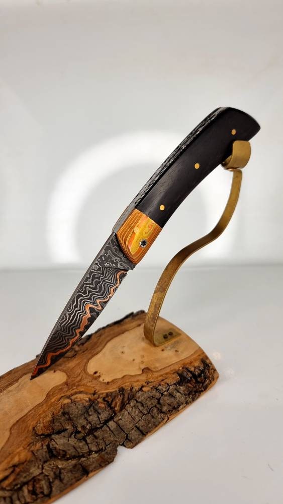 Copper Damascus Folding Knife, Mokume Gane Copper Damascus - Etsy