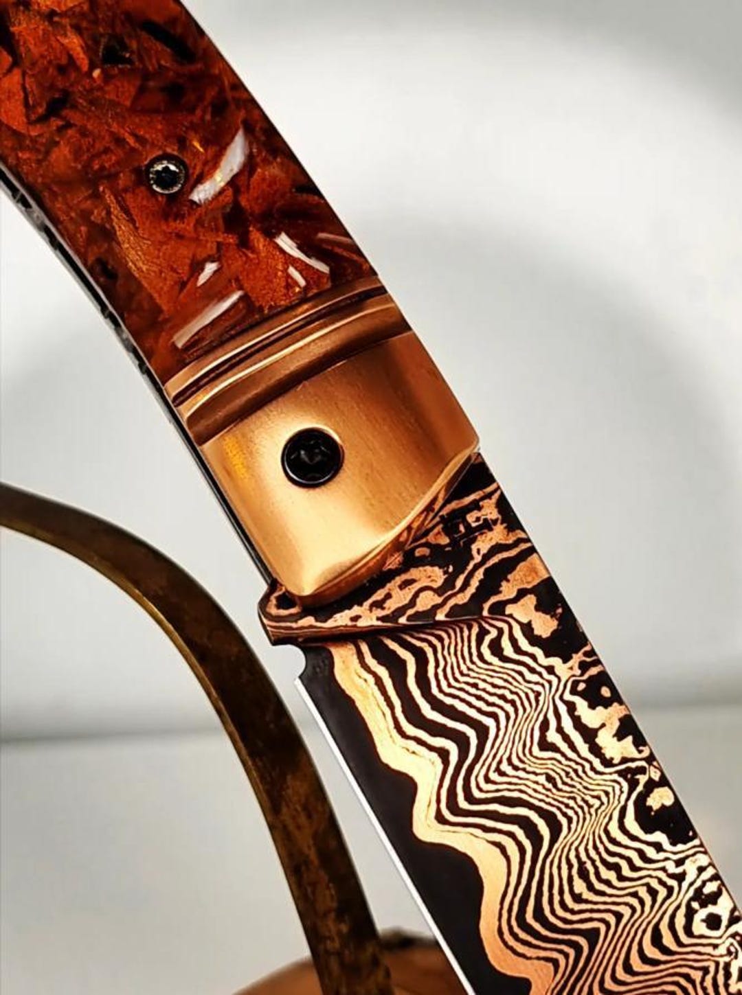 Copper Damascus Knife #multi-layer Copper Model - Etsy