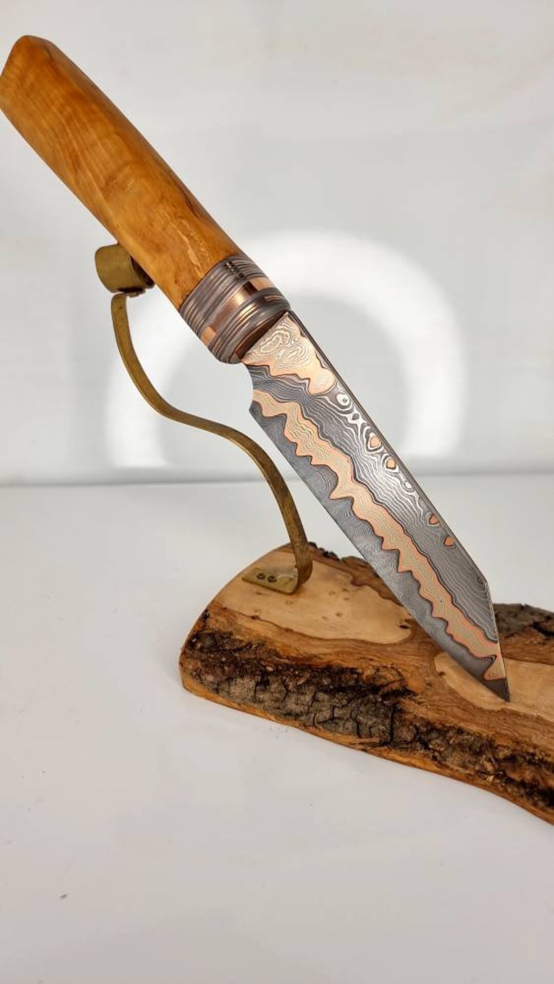 Mokume-gane Copper Damascus Japanese Knife - Etsy