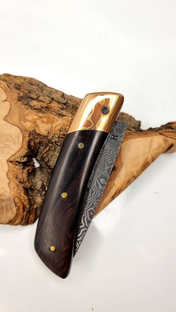 Folding Copper Damascus Knife, Mokume-gane Damascus Copper - Etsy