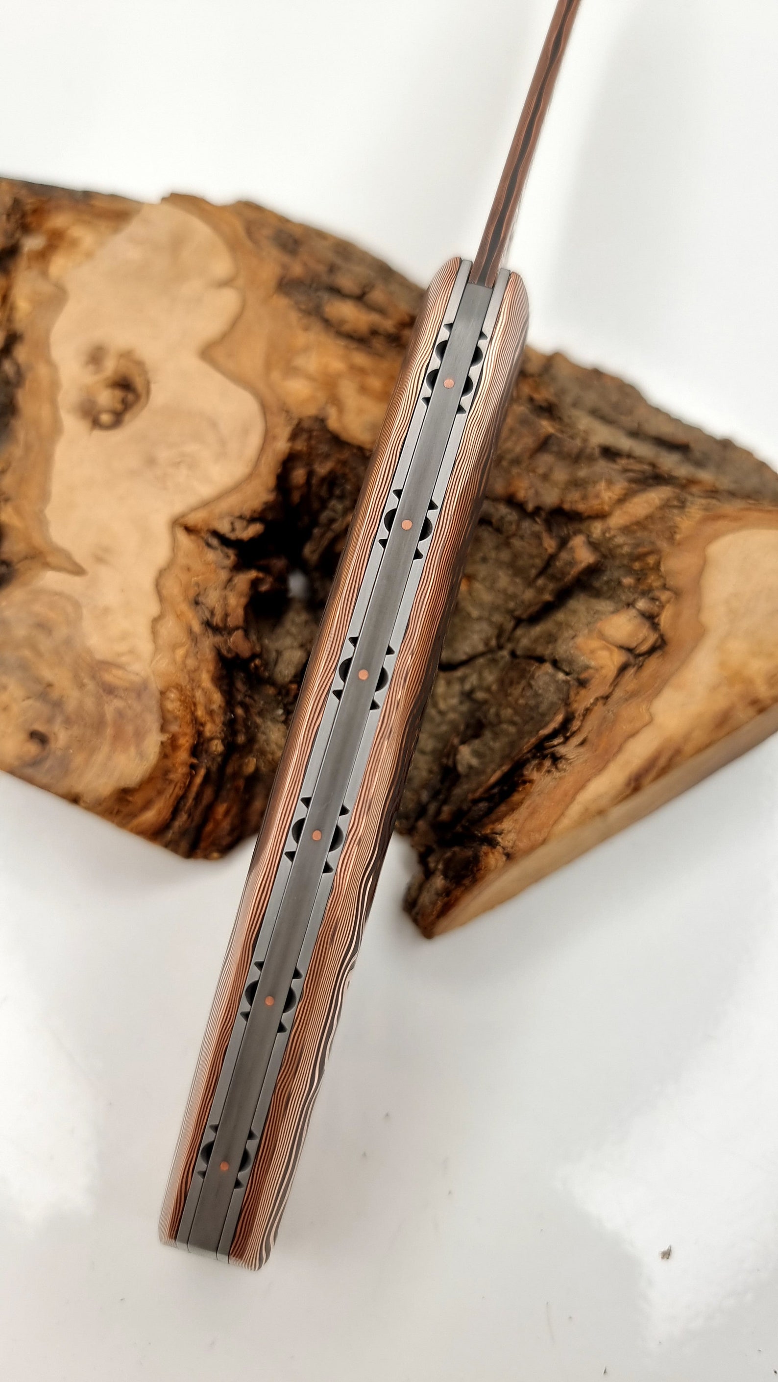 Copper Damascus Steel Knife #folding Copper Damascus Steel Model - Etsy