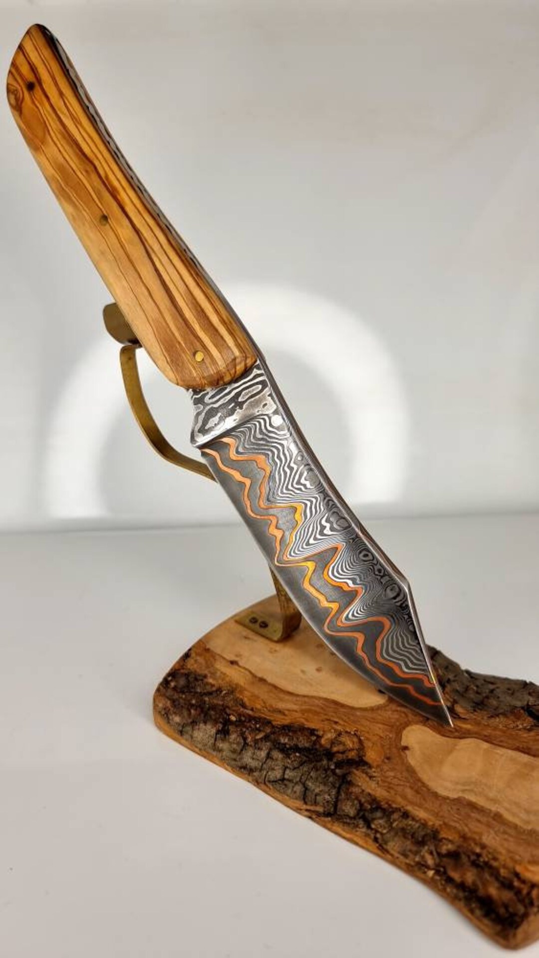 Linear Copper Damascus Knife - Etsy