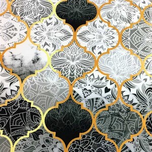Grey and Gold Moroccan Upholstery Fabric by the Meter, Geometric Home ...