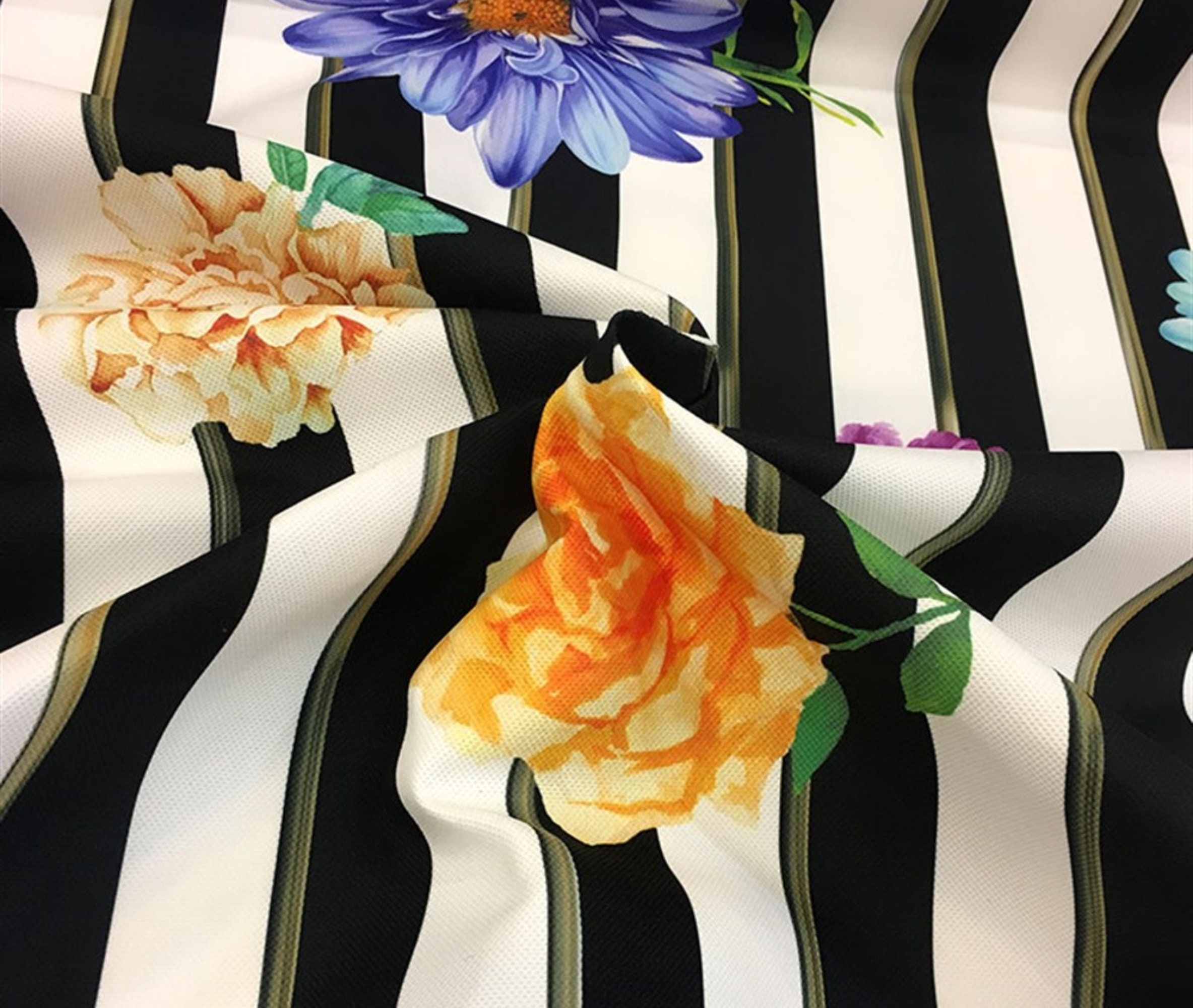 Floral Striped Pattern Fabric by the Meter, Floral Home Decor Fabric ...