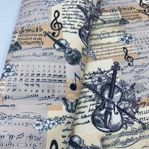 Vintage Notes Design Fabric by the Meter, Boho Art Home Decor Fabric ...