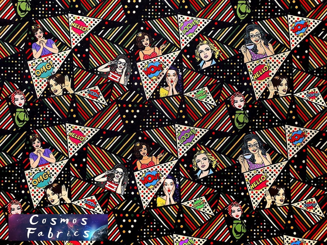 Geometric Pop Art Pattern Fabric by the Meter, POP ART Home Decor ...