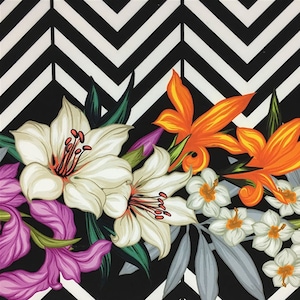 Flowers Zigzag Pattern Upholstery Fabric by the Meter,geometric Home ...