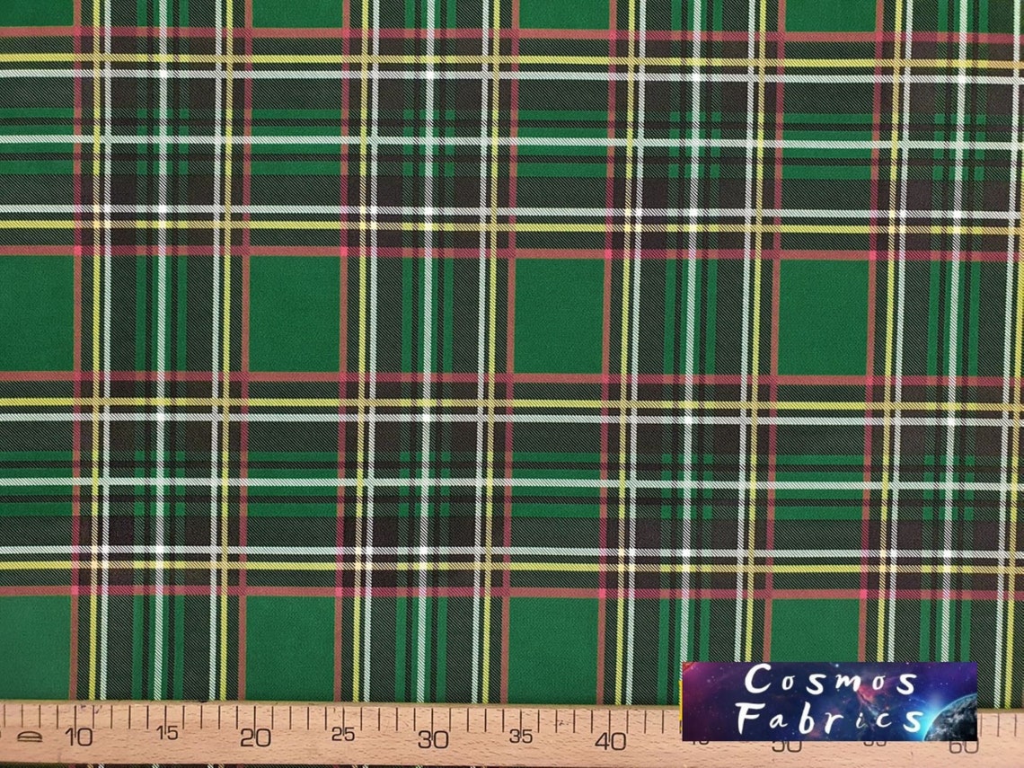 Green Plaid Pattern Fabric by the Meter, Floral Home Decor Fabric ...