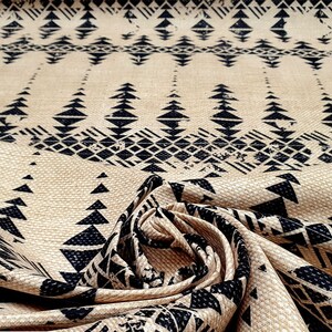 Linen Effect Aztec Design Upholstery Fabric by the Meter, Boho Home ...