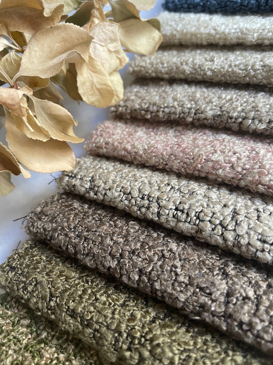 7 Color Boucle Upholstery Fabric by the Yard, Puffy Textured Boucle ...