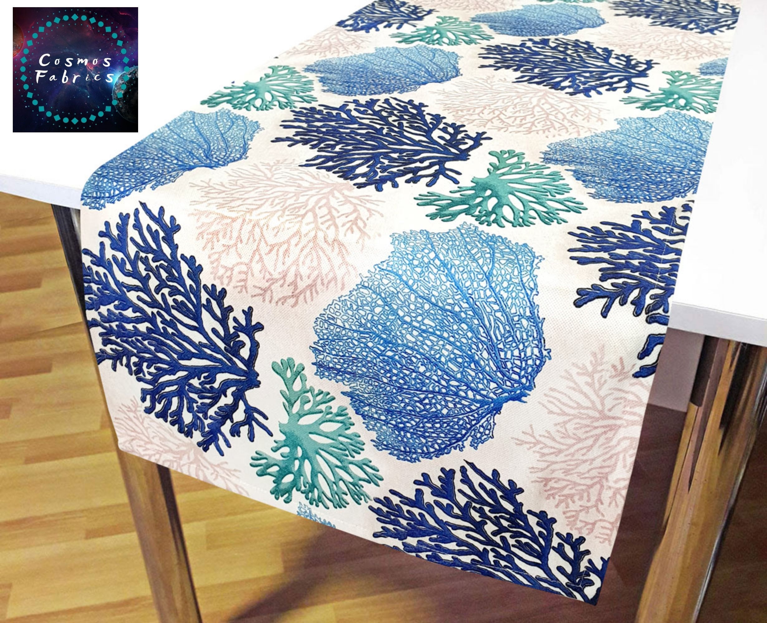 Blue Mint Coral Pattern Table Runner 16''x - Etsy