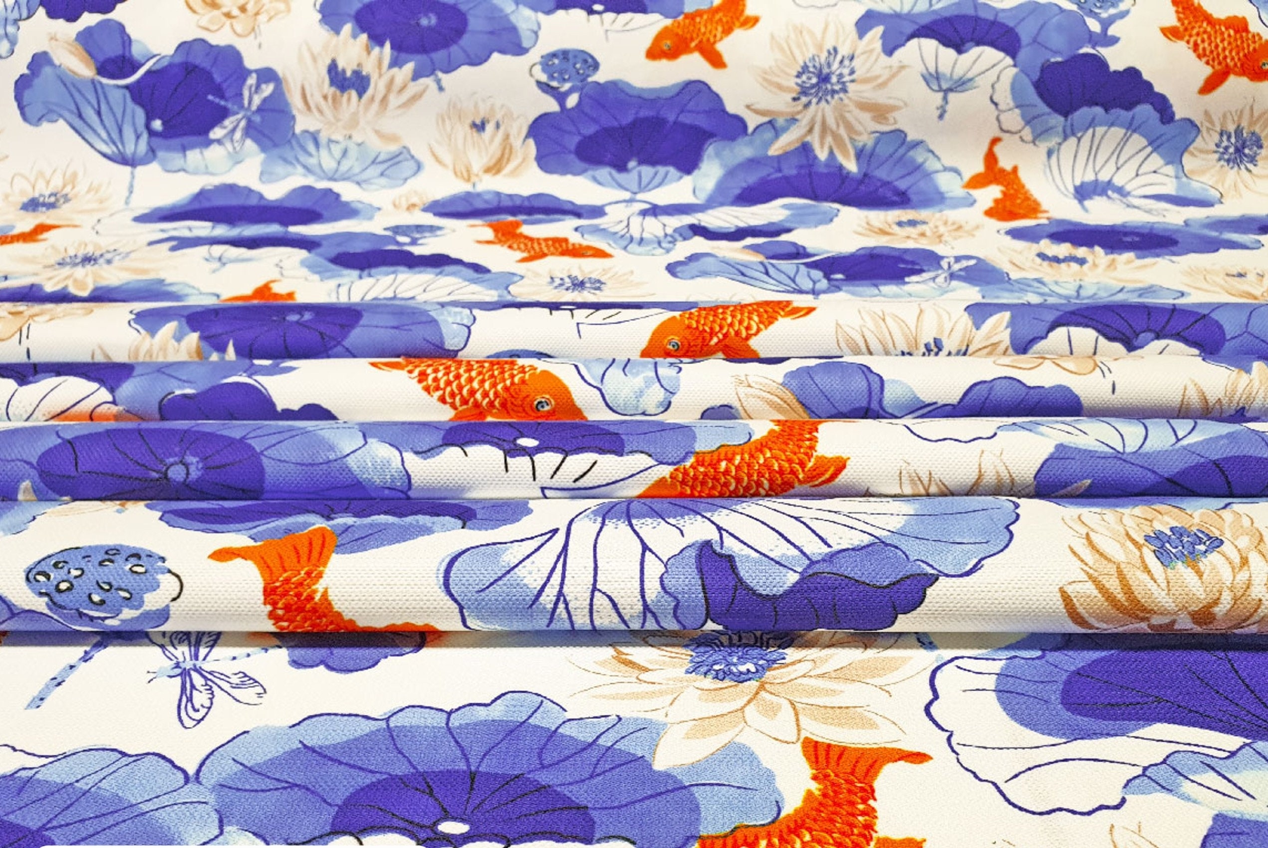 Japanese Fish Pattern Upholstery Fabric by the Meter, Sea Home Decor ...