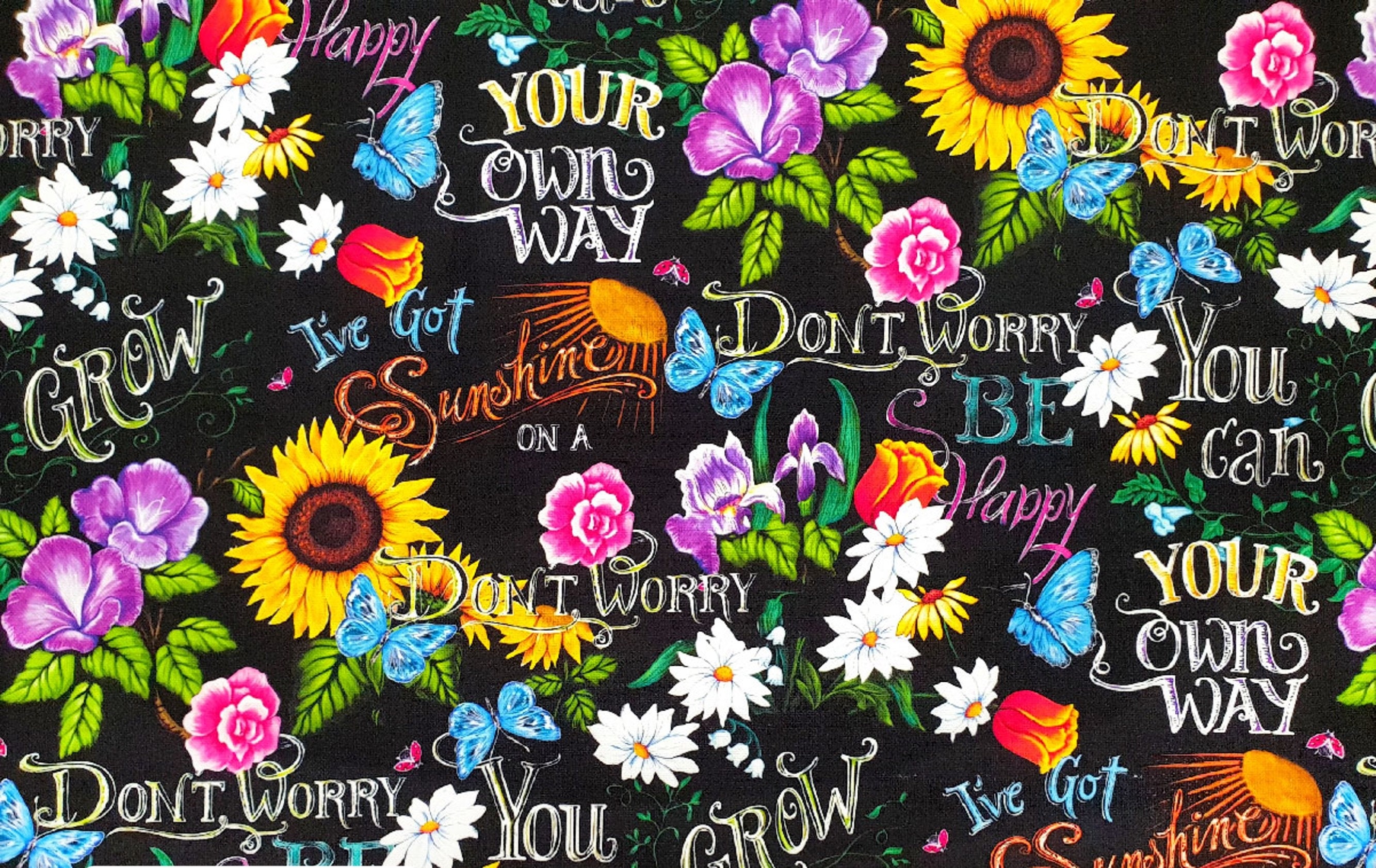 Hippie Flowers Design Upholstery Fabric by the Meter Boho - Etsy