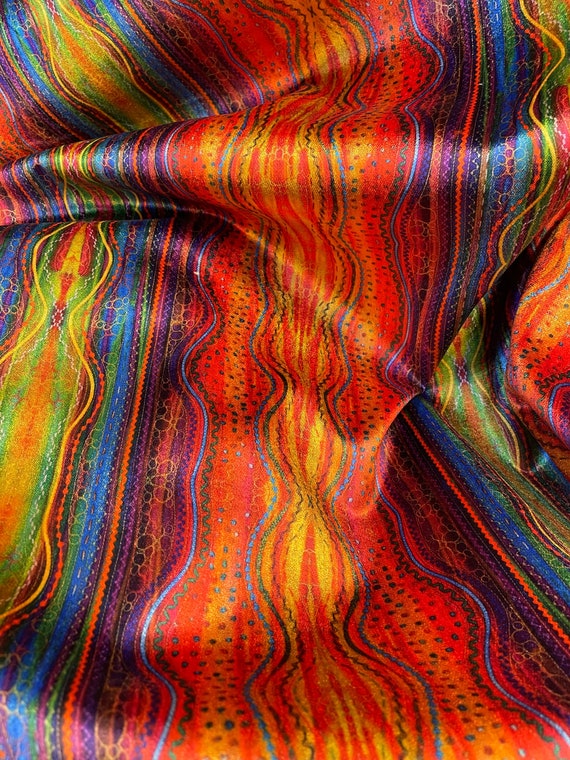 Rainbow Wave Pattern Upholstery Velvet Print Fabric by the - Etsy