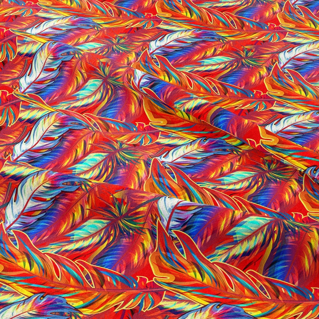 Colorful Feathers Pattern Upholstery Fabric by the Meter, Art Home ...