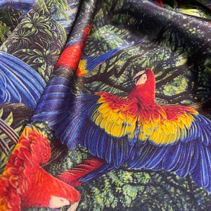 Parrot Birds Pattern Upholstery Velvet Print Fabric by the Yards ...