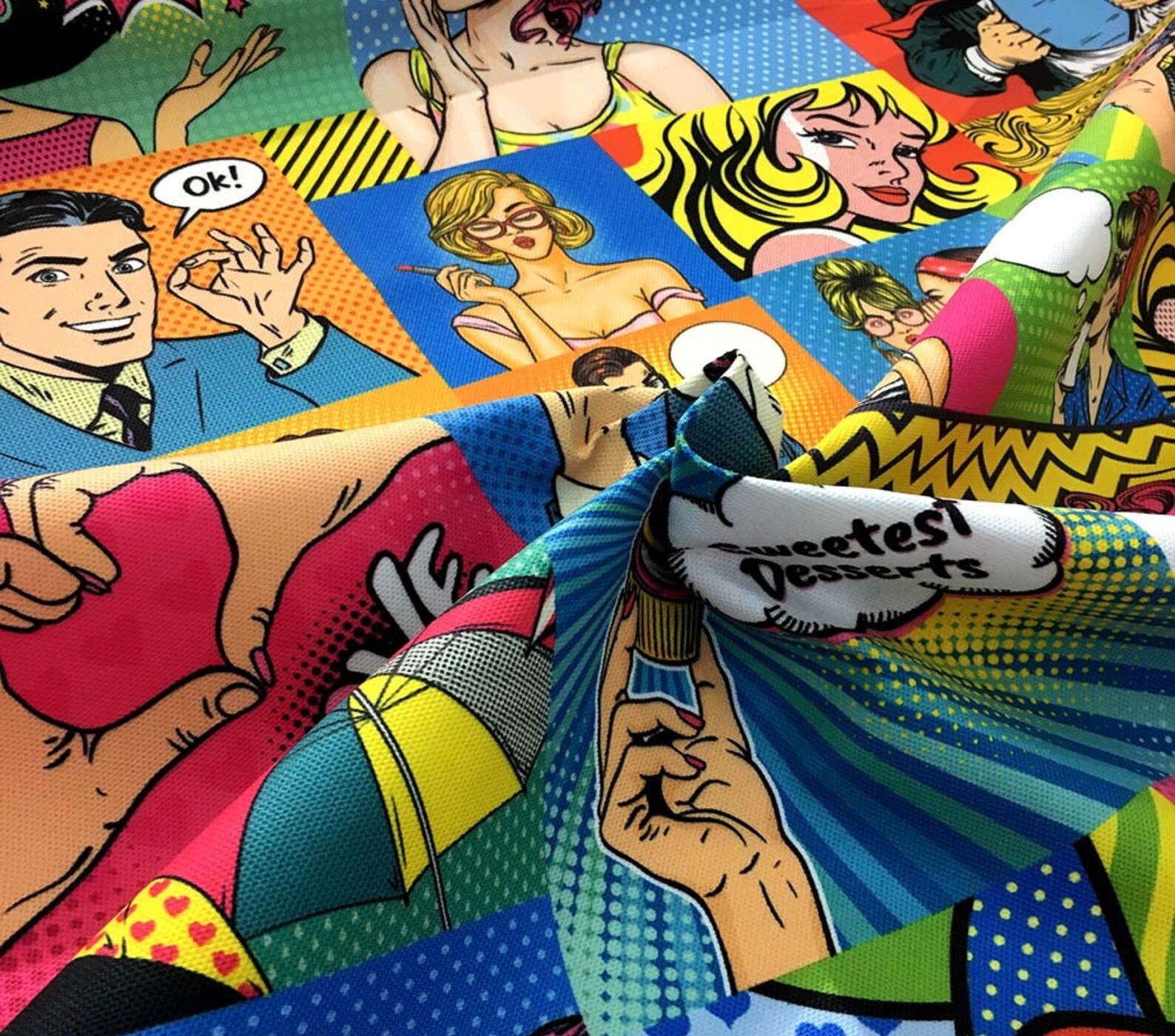 POP ART Love Pattern Upholstery Fabric by the Meter Comic Art - Etsy