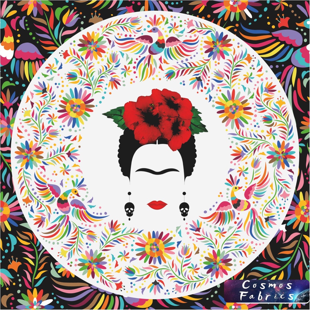 Mexican Fire Frida Panel Fabric, 45X45 Cm/ 70X70 Cm, Home Decor Fabric ...