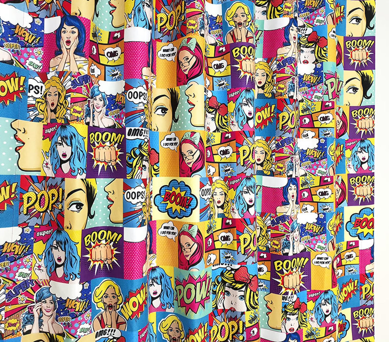 POP ART Pattern Upholstery Fabric by the Meter, Comic Art Home Decor ...