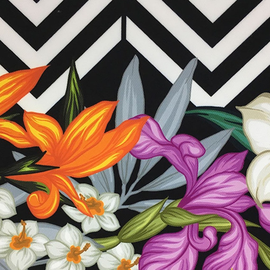 Flowers Zigzag Pattern Upholstery Fabric by the Meter,geometric Home ...